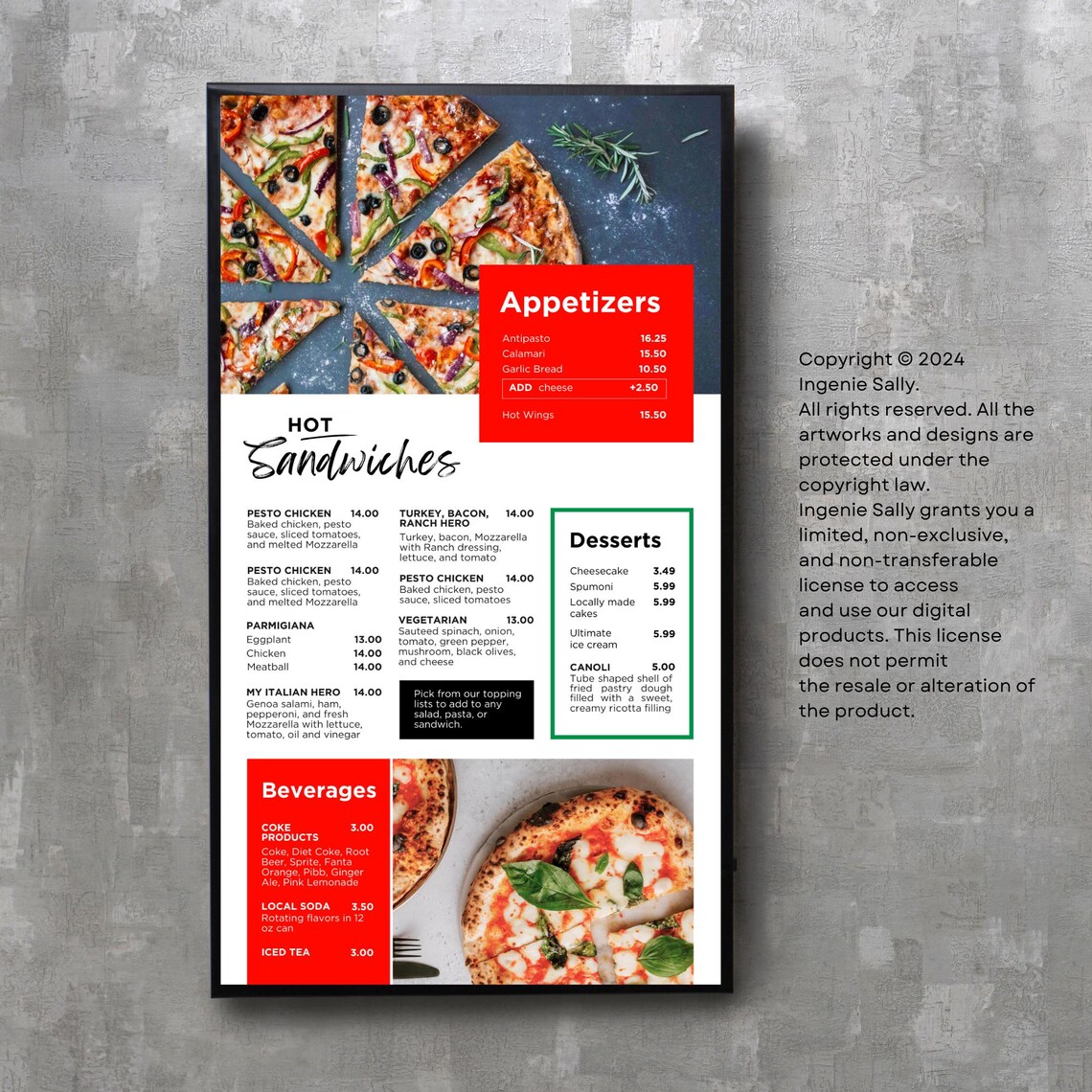 DIY Static TV Editable Digital Menu Board Screen Canva Template for ...