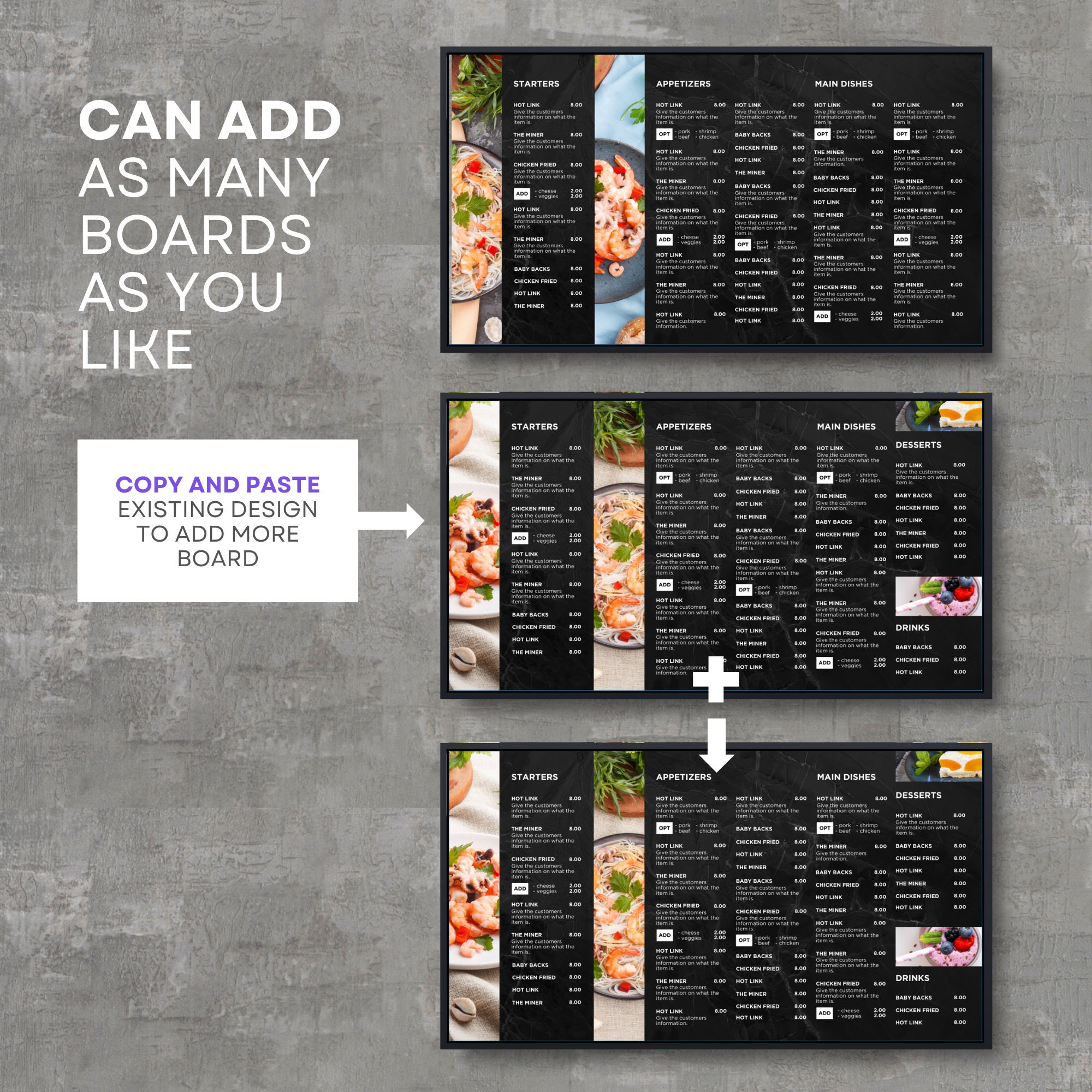 DIY Static TV Editable Digital Menu Board Screen Canva Template for ...