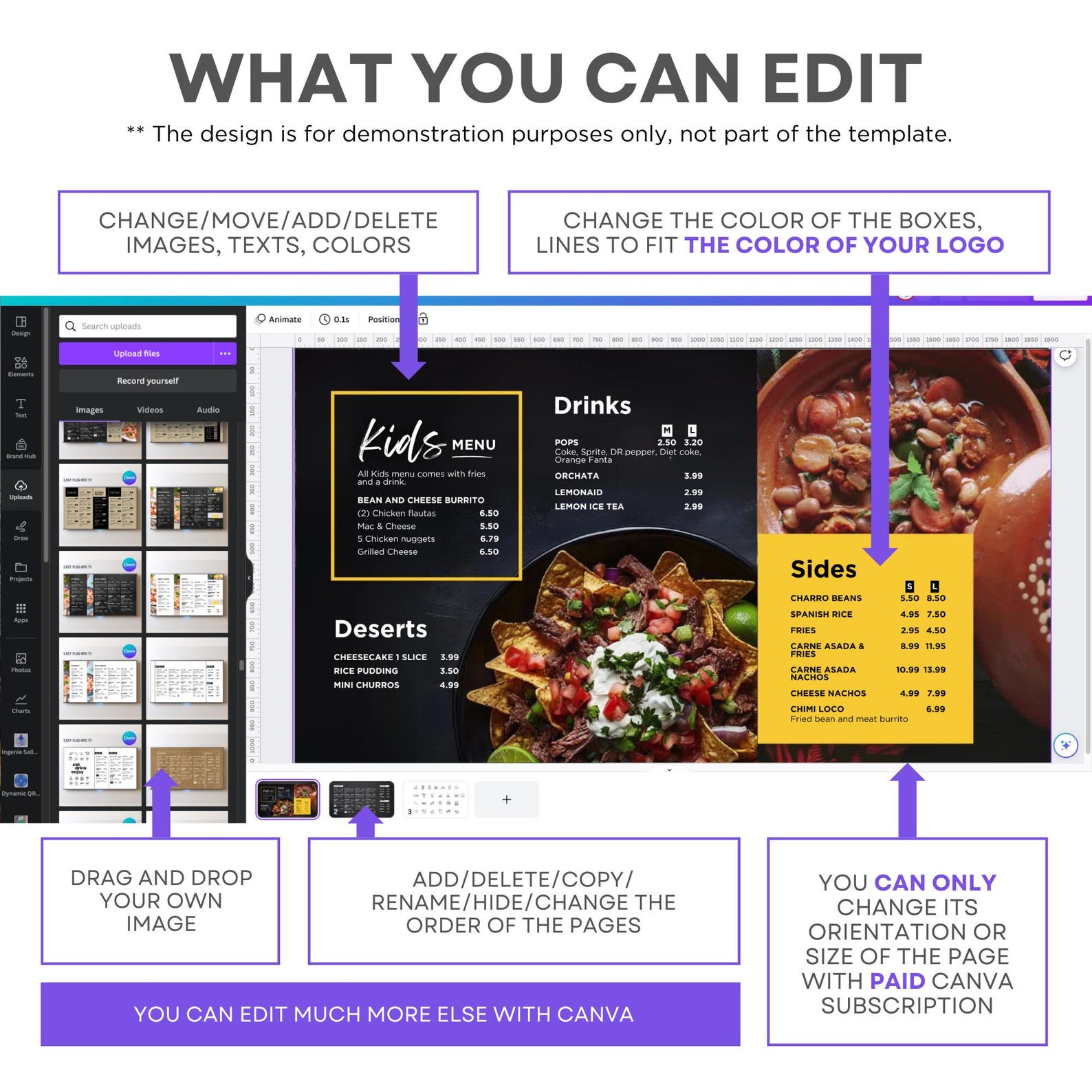 Trifold Takeout to Go Brochure Menu Template for Restaurant Pizza ...