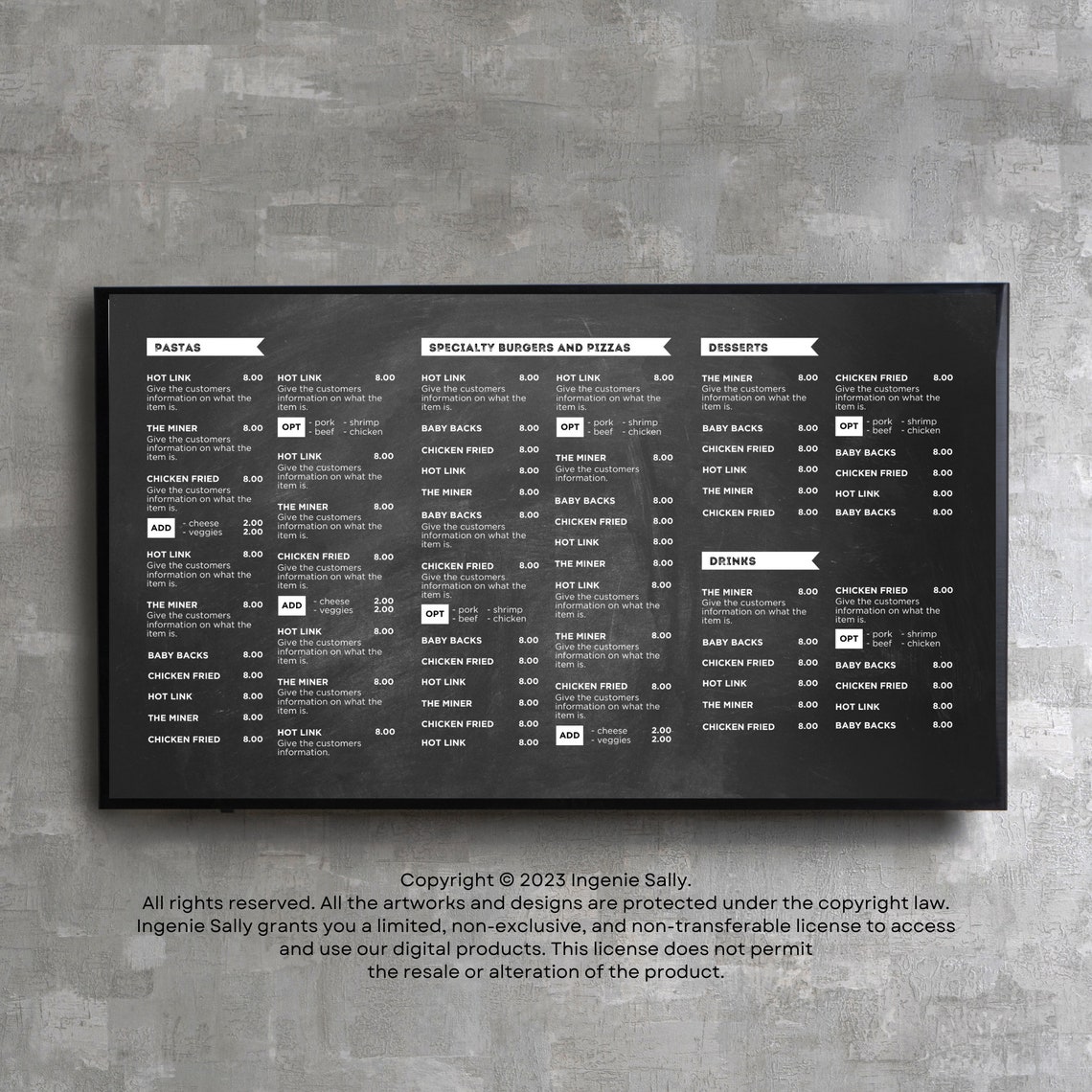 DIY Static TV Editable Digital Menu Board Screen Canva Template for ...