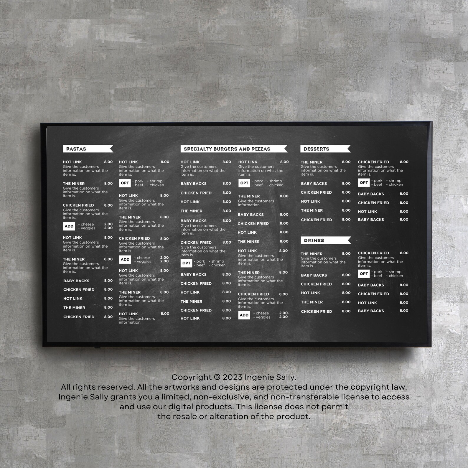 DIY Static TV Editable Digital Menu Board Screen Canva Template for ...