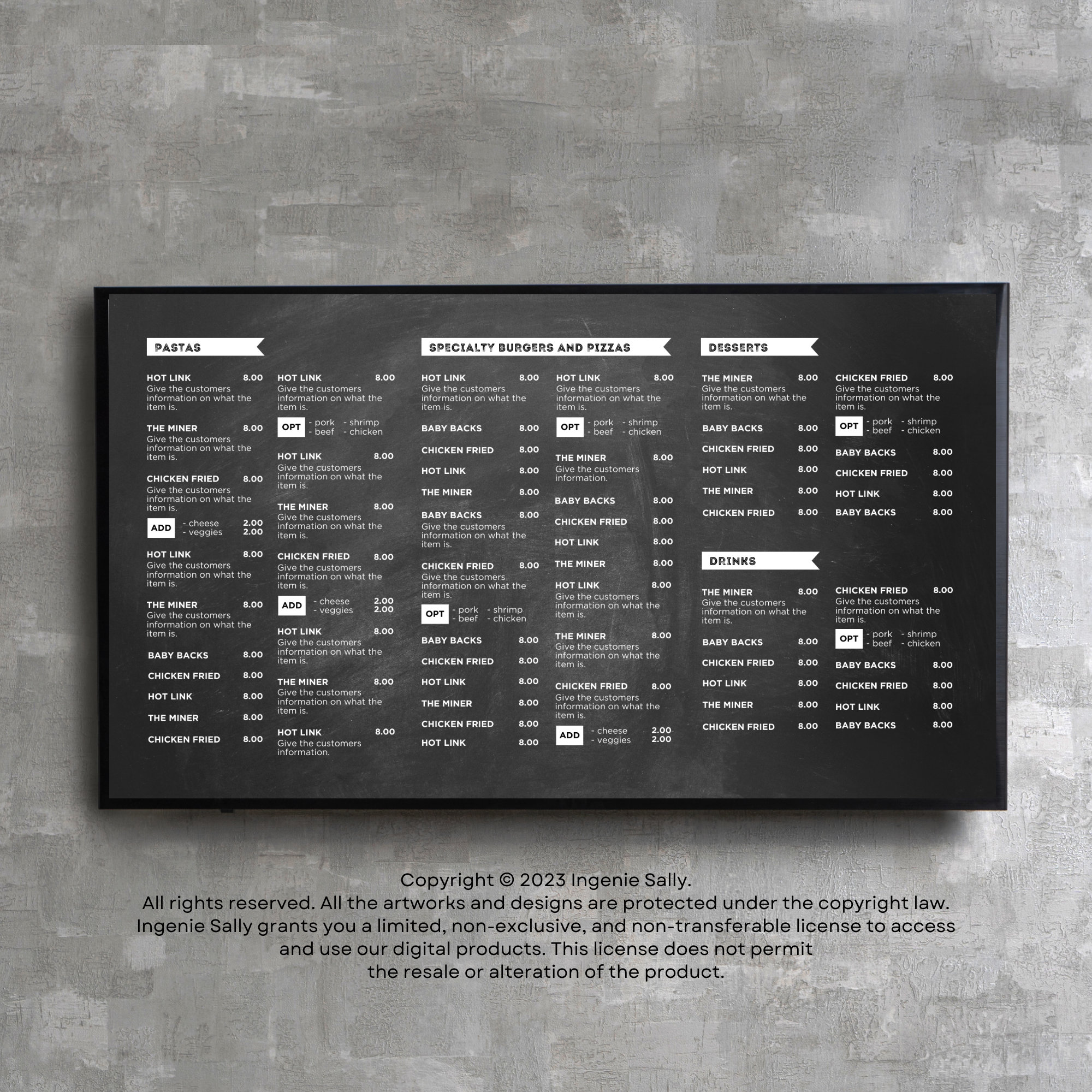 DIY Static TV Editable Digital Menu Board Screen Canva Template for ...