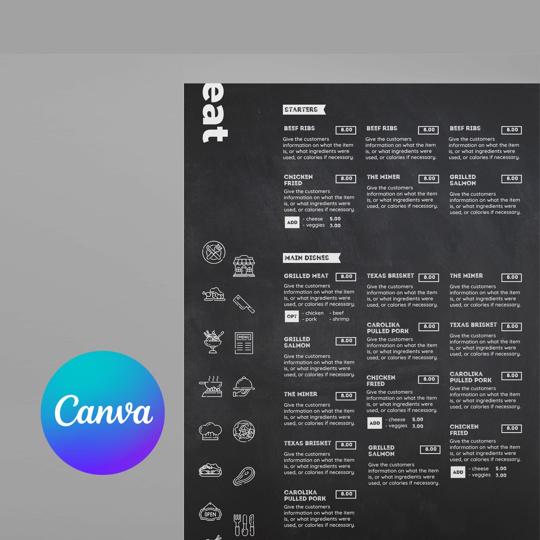 DIY Cafe Menu Print Cafe Menu Template Restaurant Menu Design - Etsy