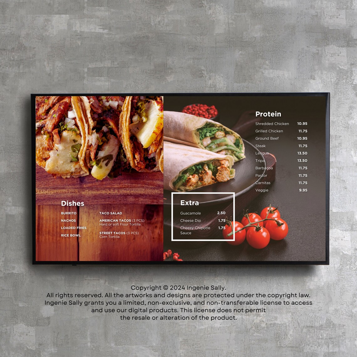DIY Mexican Static TV Editable Digital Menu Board Screen Canva Template ...