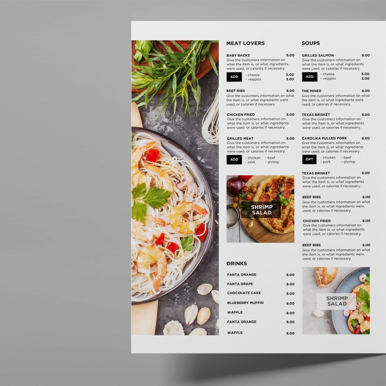 Bundle DIY Dine-in Menu Takeout Template for Restaurant Pizza Burger ...