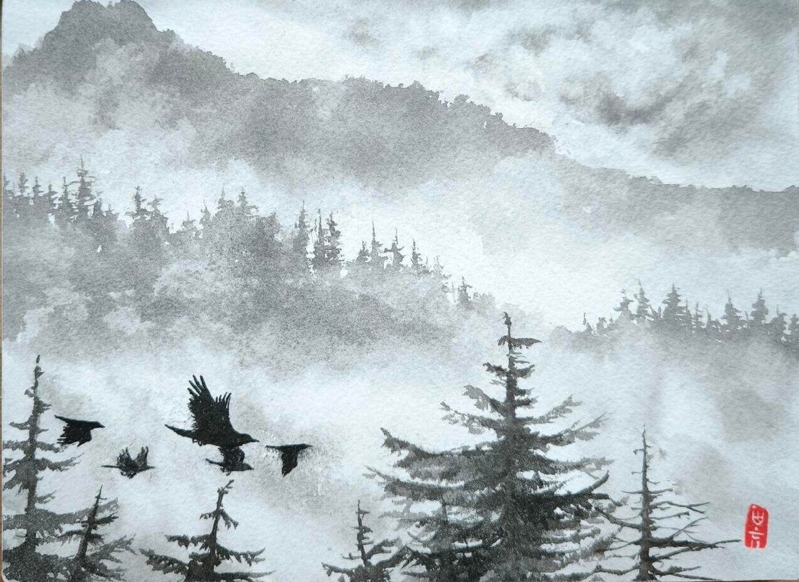 Crow, Jackdaw, Raven, Forest Under the Snow, Snowy Mountain, Snow, Fir ...