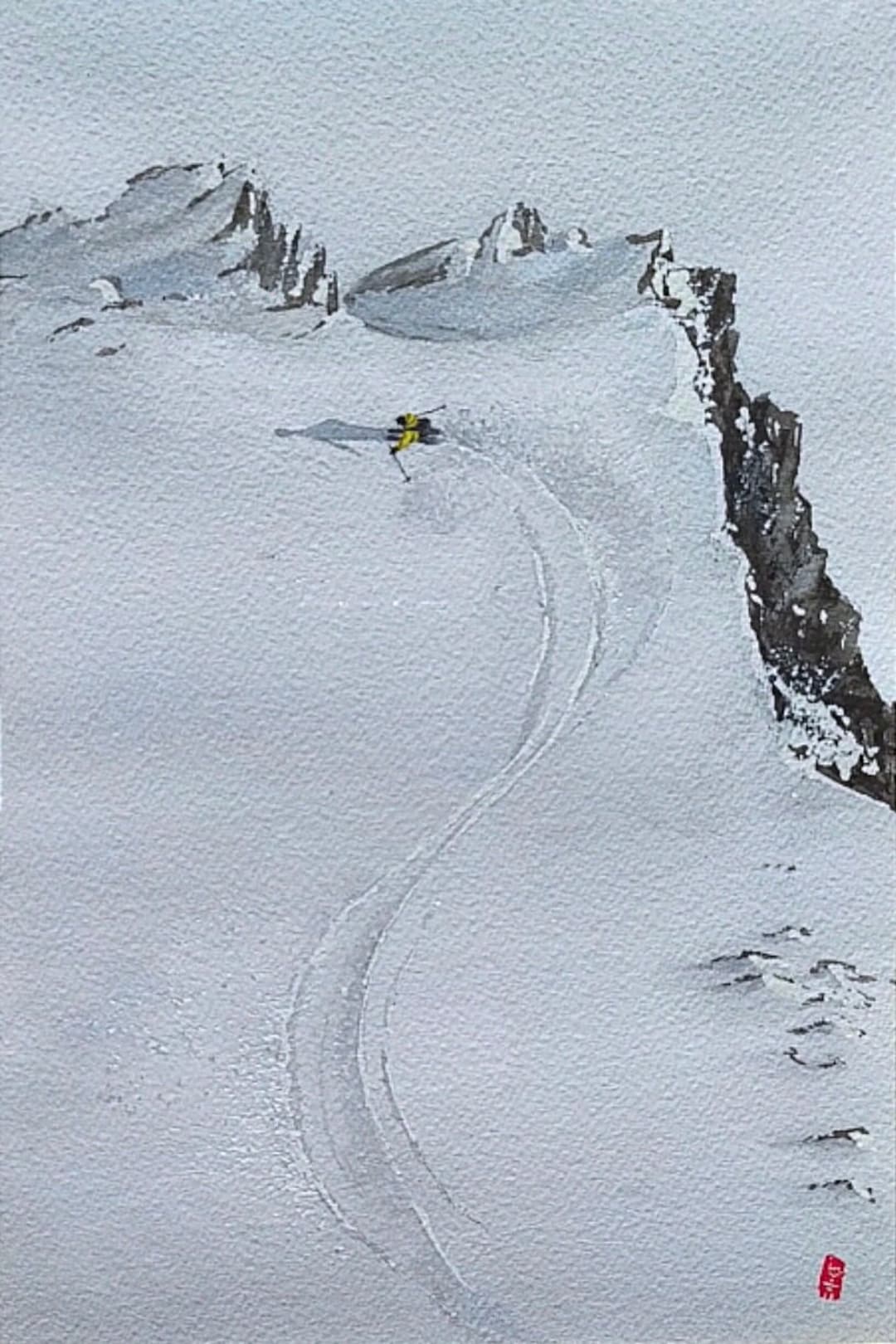 Off-piste Snowboarder, Snowboard Painting, Snowboard Board - Etsy