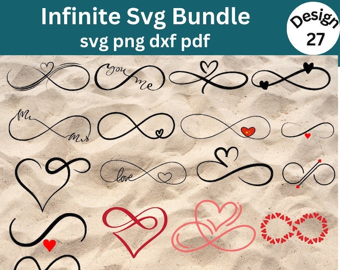 Infinity Love Svg Bundle, Infinity Svg, Heart Svg, Infiniti Svg ...