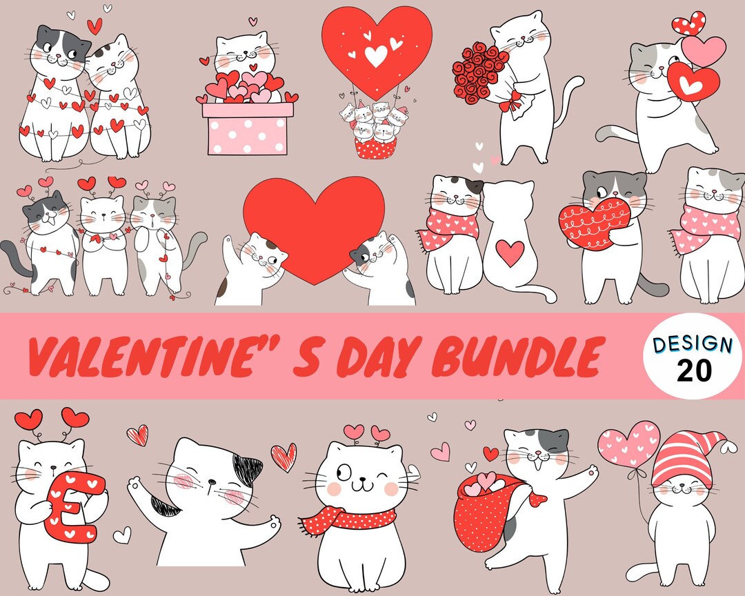 Valentine Svg Bundle, Valentines Svg, Valentine Gift Svg, Kitty Svg ...