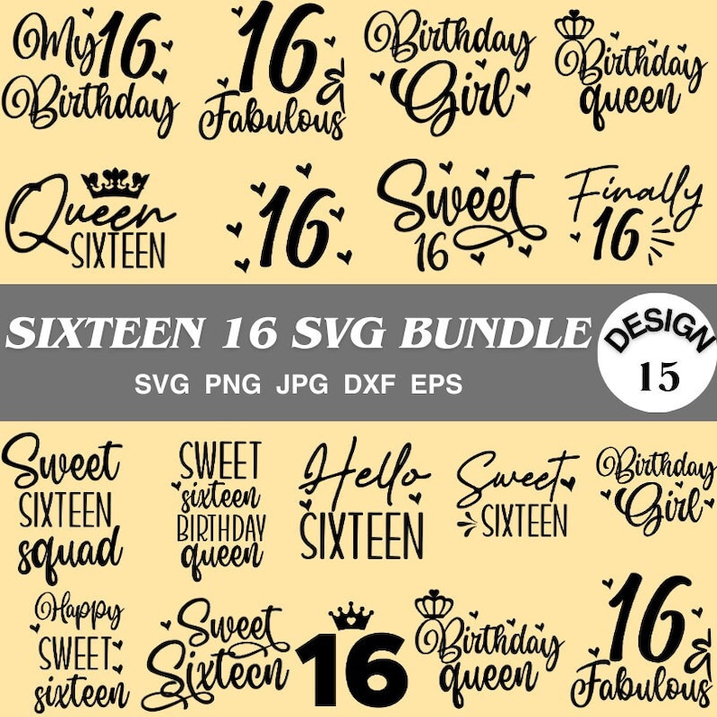 Sweet Sixteen SVG, Sweet 16 SVG, Birthday Girl Svg, Birthday Svg, Girl ...