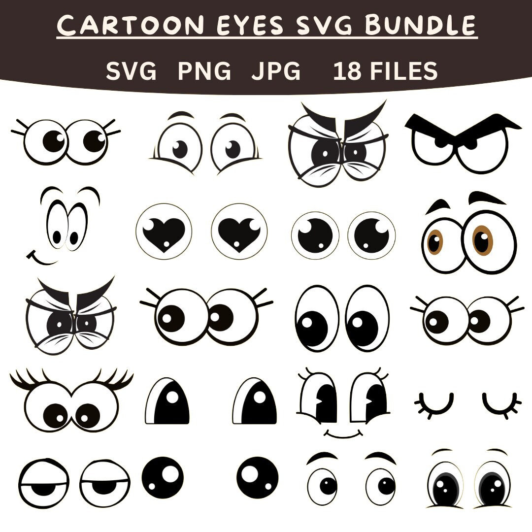 Eyes Svg Bundle, Emoji Eyes Svg, Emoticon Svg, Face Svg, Emoji Eyes ...