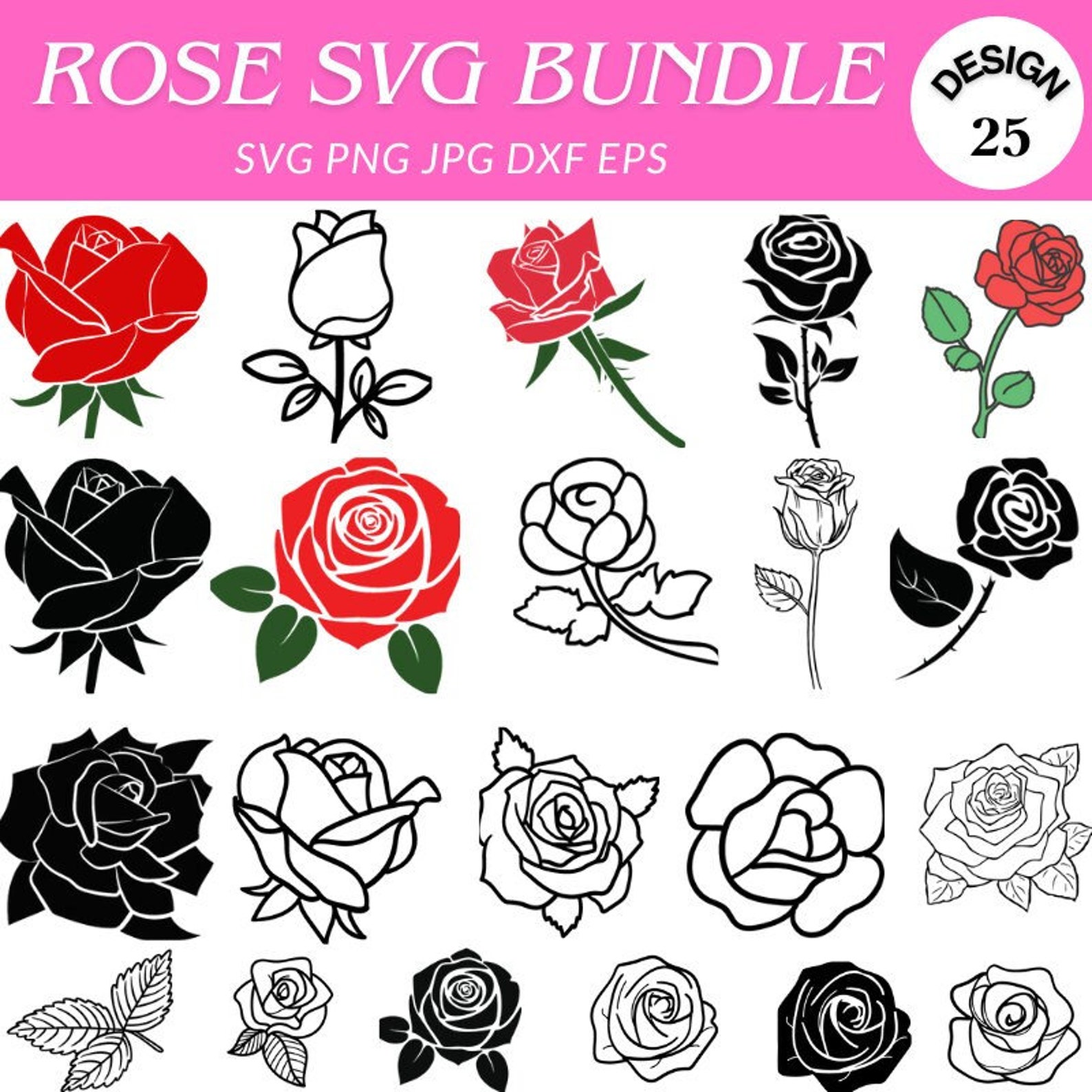 Rose Svg, Flower Bouquet Svg, Wildflower Svg, Rose Cut File, Sunflower ...