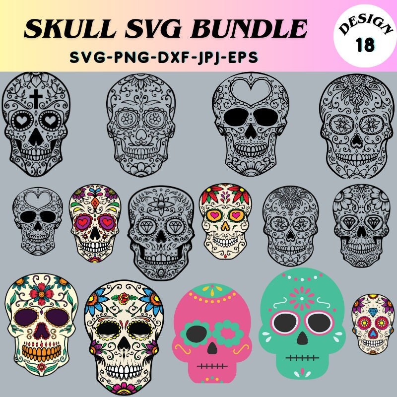 Skull SVG Files Bundle, Skull SVG Women Men, King Skull Beard SVG ...