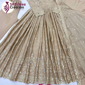 Embroidered Cinon Silk Anarkali Gown: Indian Wedding Dress - Etsy