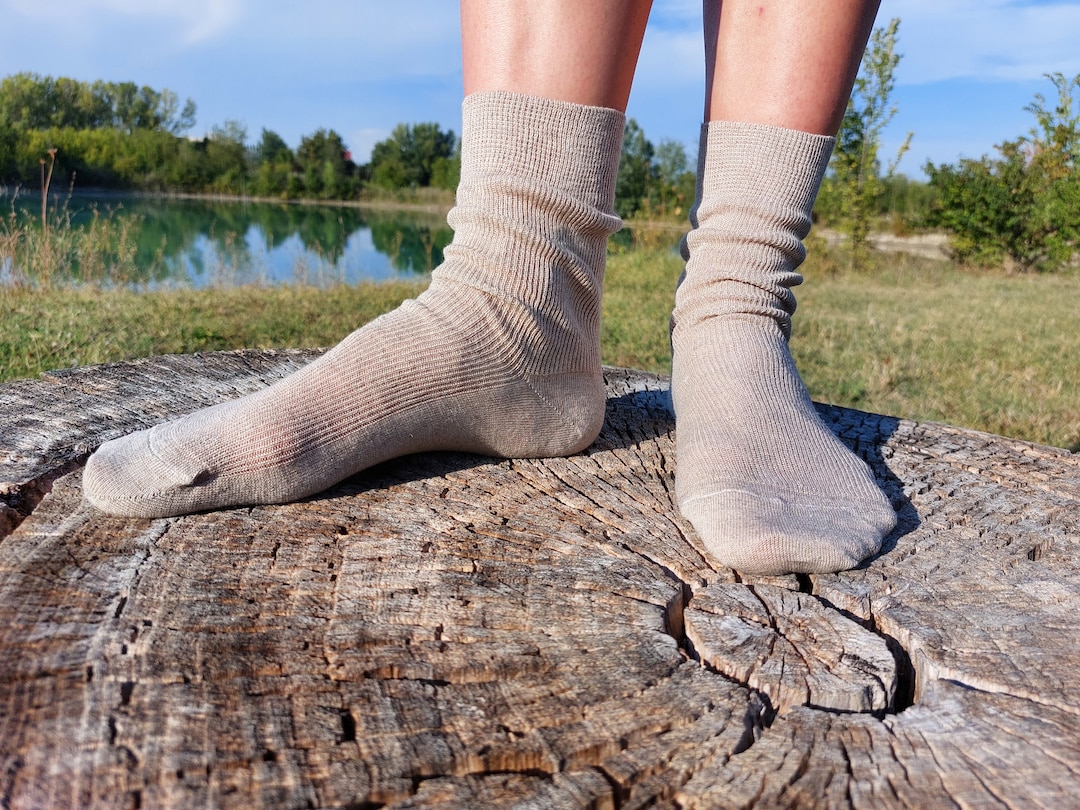 3x SET Organic Linen Socks; Smart Casual, Slouch Socks; Breathable Snug ...