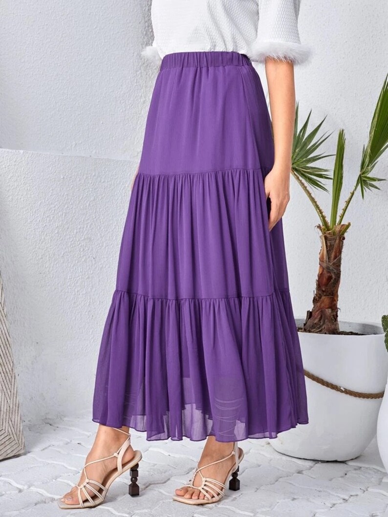 Layer Maxi Skirt Maxi High Waist Skirt Ruffel Skirt Black Bally Dance Skirt High Waist