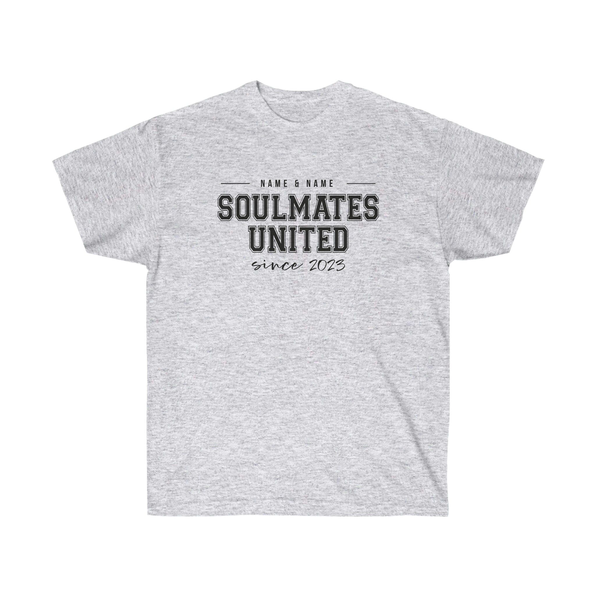 SOULMATES UNITED Custom Personalized Couple T-shirt, Anniversary Date ...