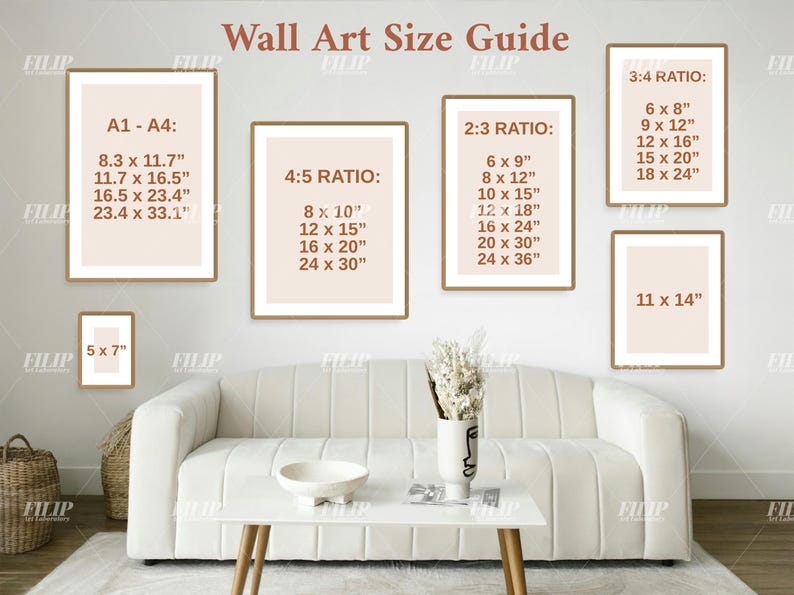 Wall Art Size Guide, Frame Size Guide, Wall Display Guide, Print Size ...