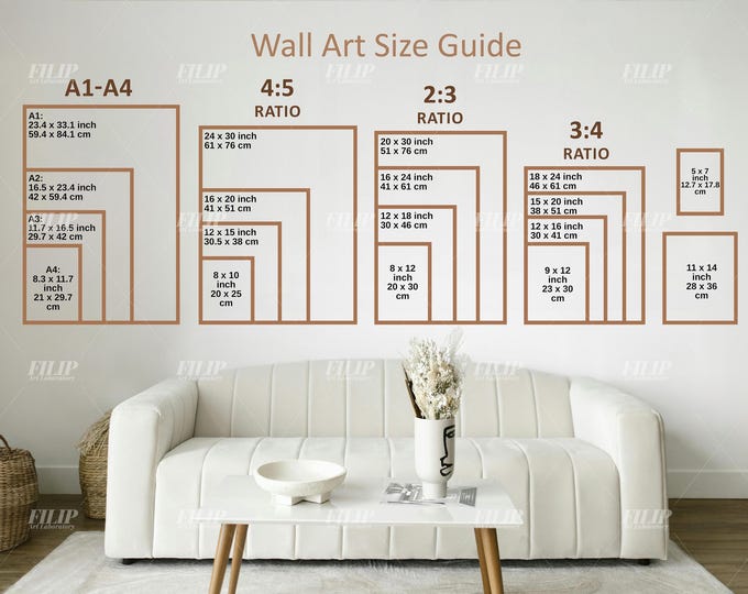 Wall Art Size Guide, Print Size Guide, Wall Art Ratio Guide, Frame Size ...