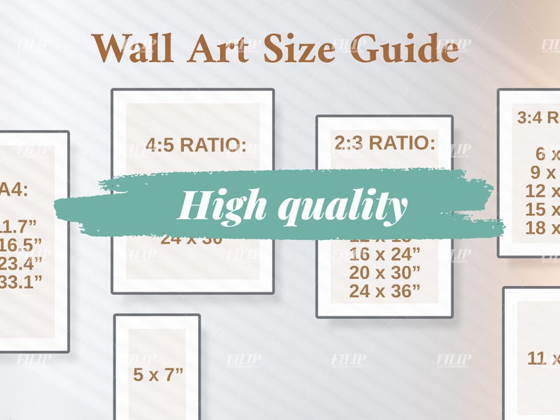 Wall Art Size Guide, Frame Size Guide, Digital Print Size Mockup ...