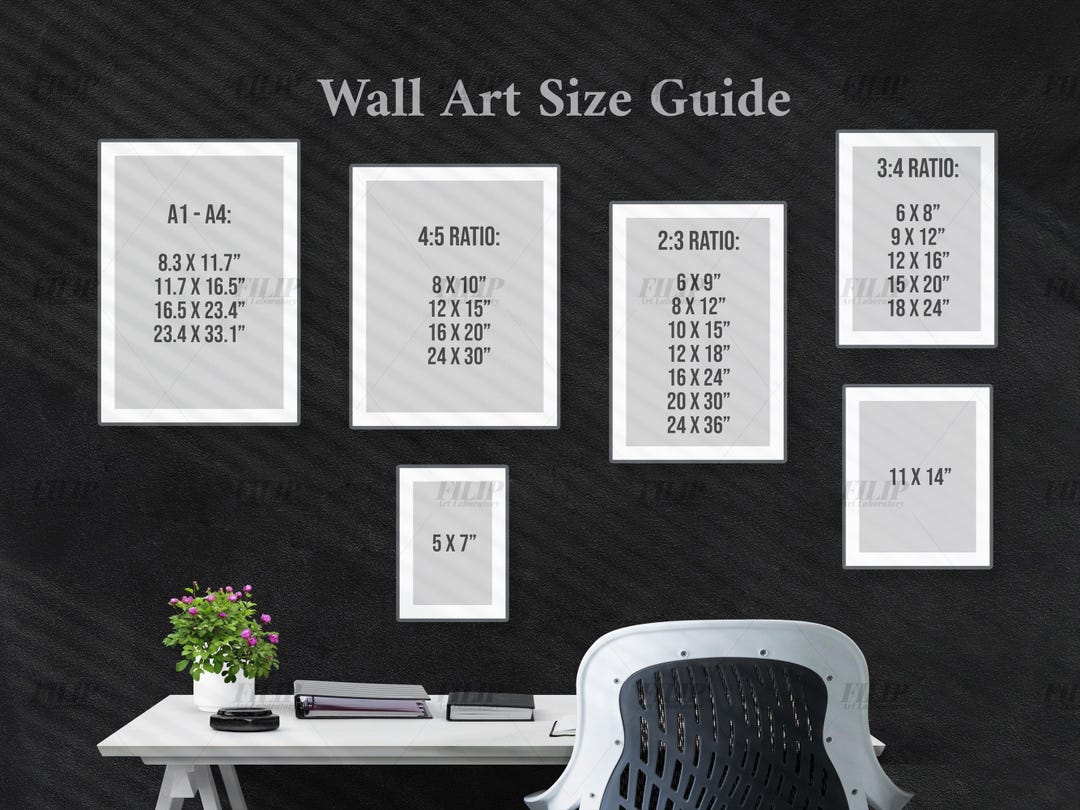 Wall Art Size Guide, Frame Size Guide, Digital Print Size Mockup ...
