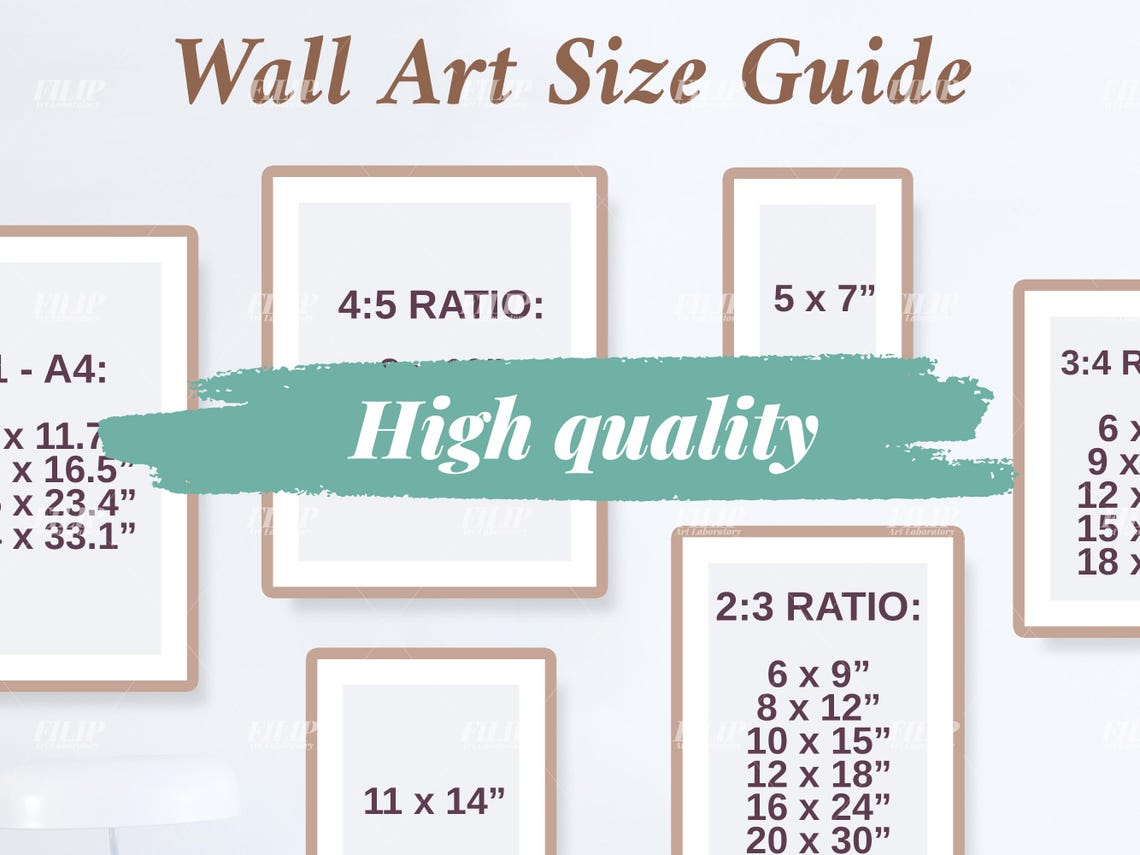Wall Art Size Guide, Frame Size Guide, Digital Print Size Mockup ...
