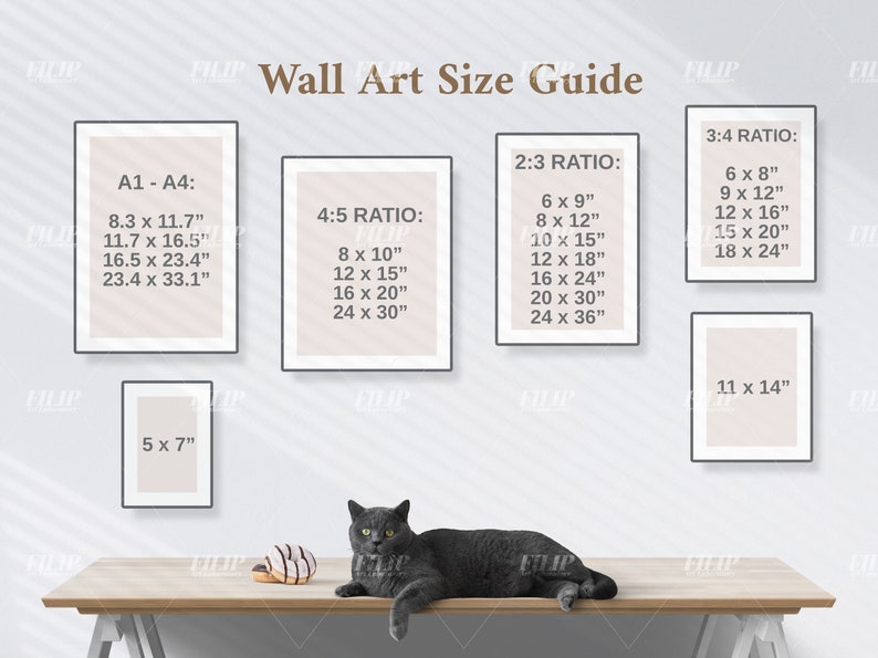 Wall Art Size Guide, Frame Size Guide, Digital Print Size Mockup ...
