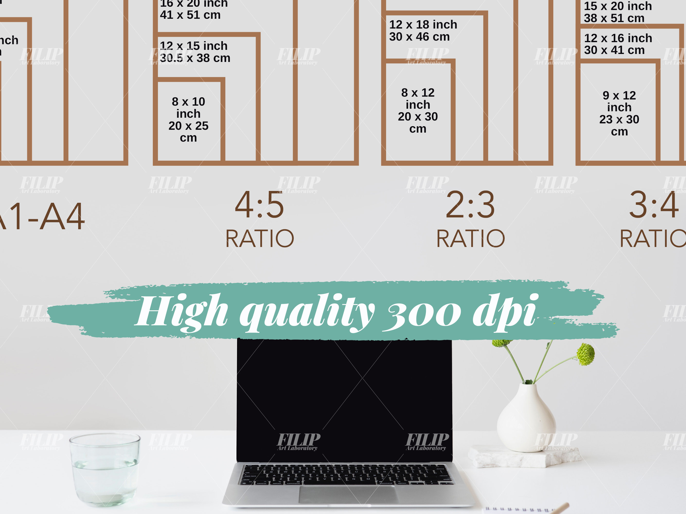 Wall Art Size Guide, Frame Size Guide, Digital Print Size Mockup ...