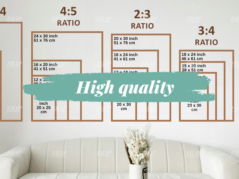 Wall Art Size Guide, Frame Size Guide, Wall Display Guide, Print Size ...
