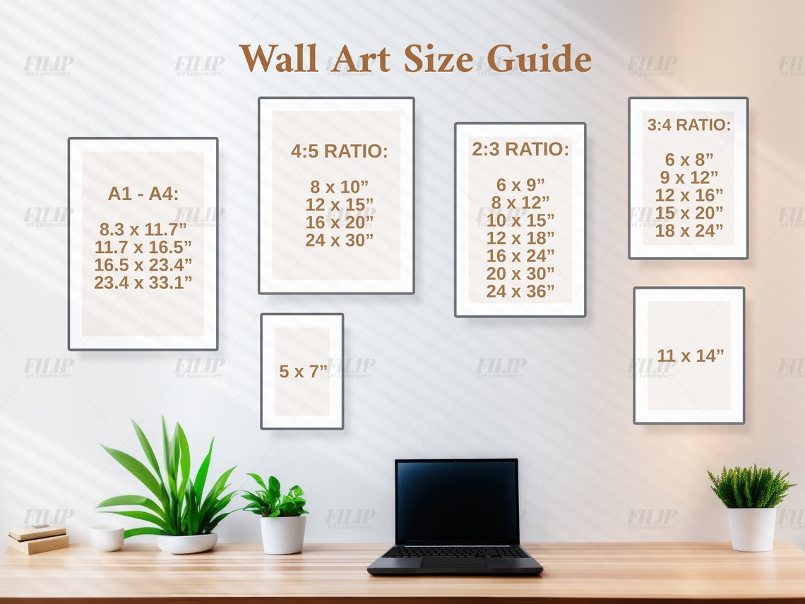 Wall Art Size Guide, Frame Size Guide, Digital Print Size Mockup ...