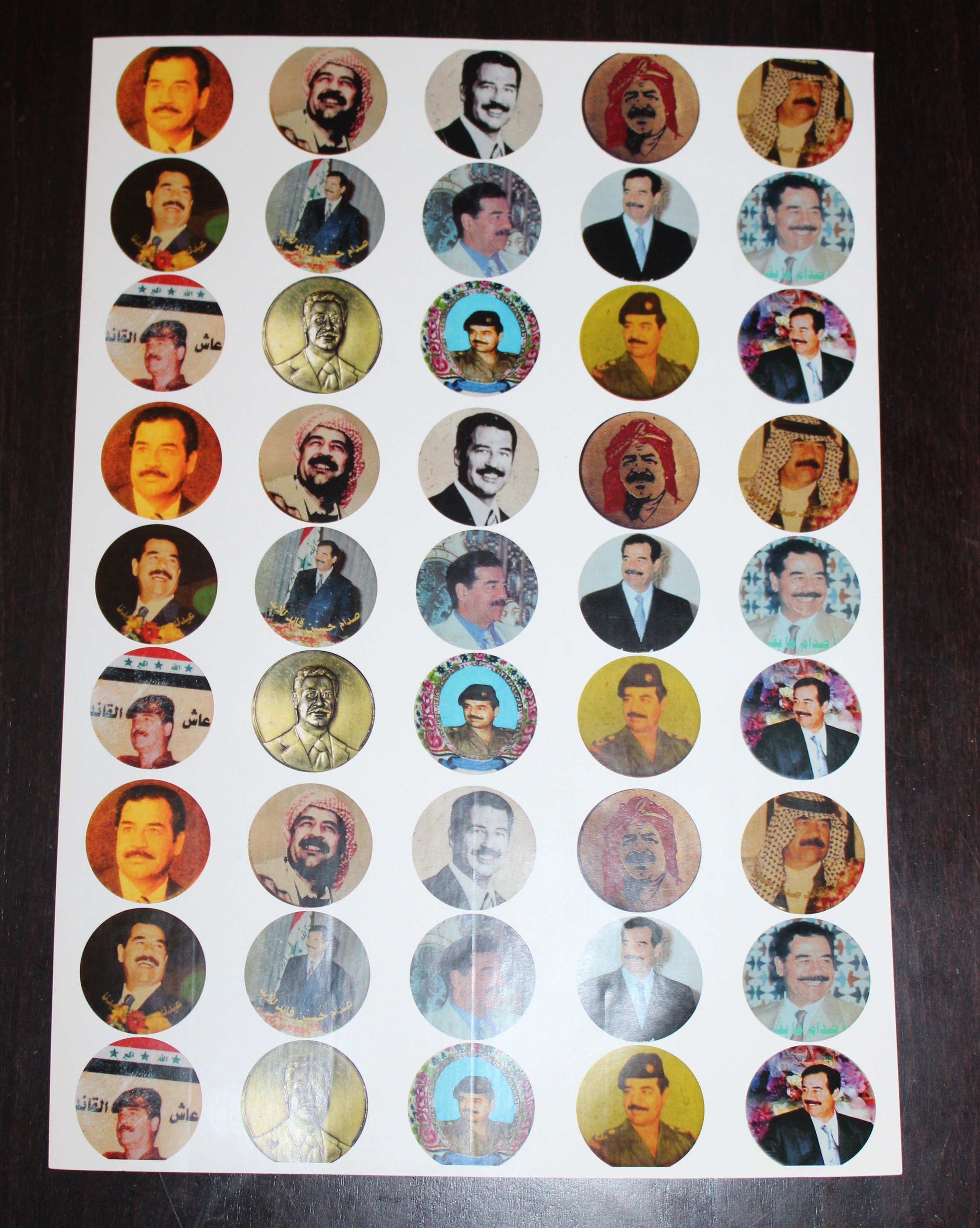 Iraq. 45 Photos of Saddam Hussein With Uncut Stickers. Size: A 4 - Etsy