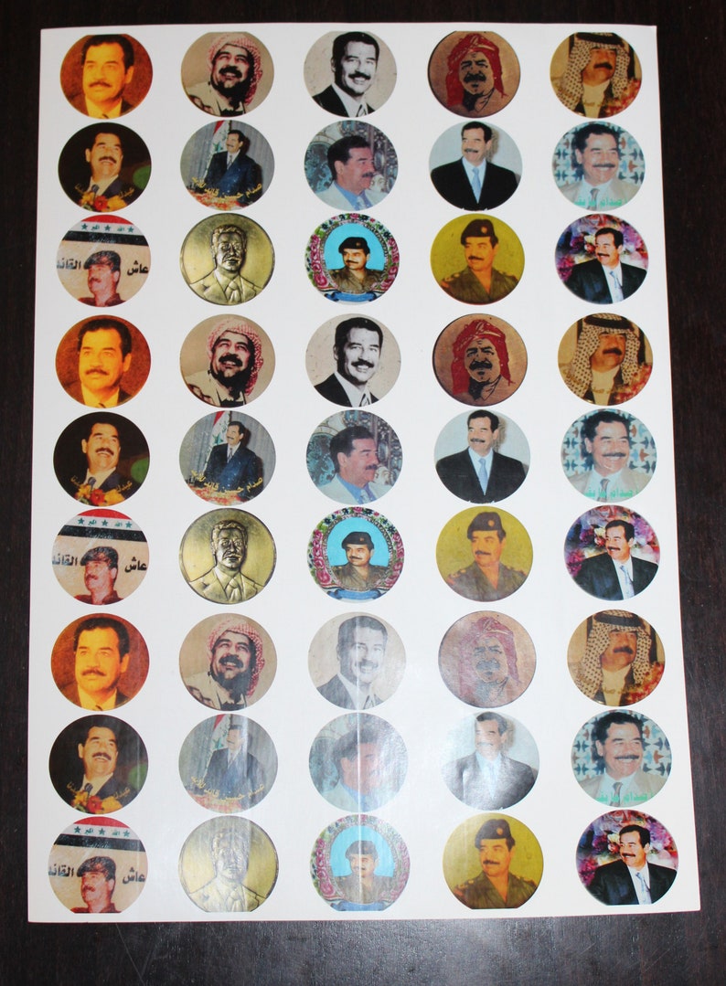 Iraq. 45 Photos of Saddam Hussein With Uncut Stickers. Size: A 4 - Etsy