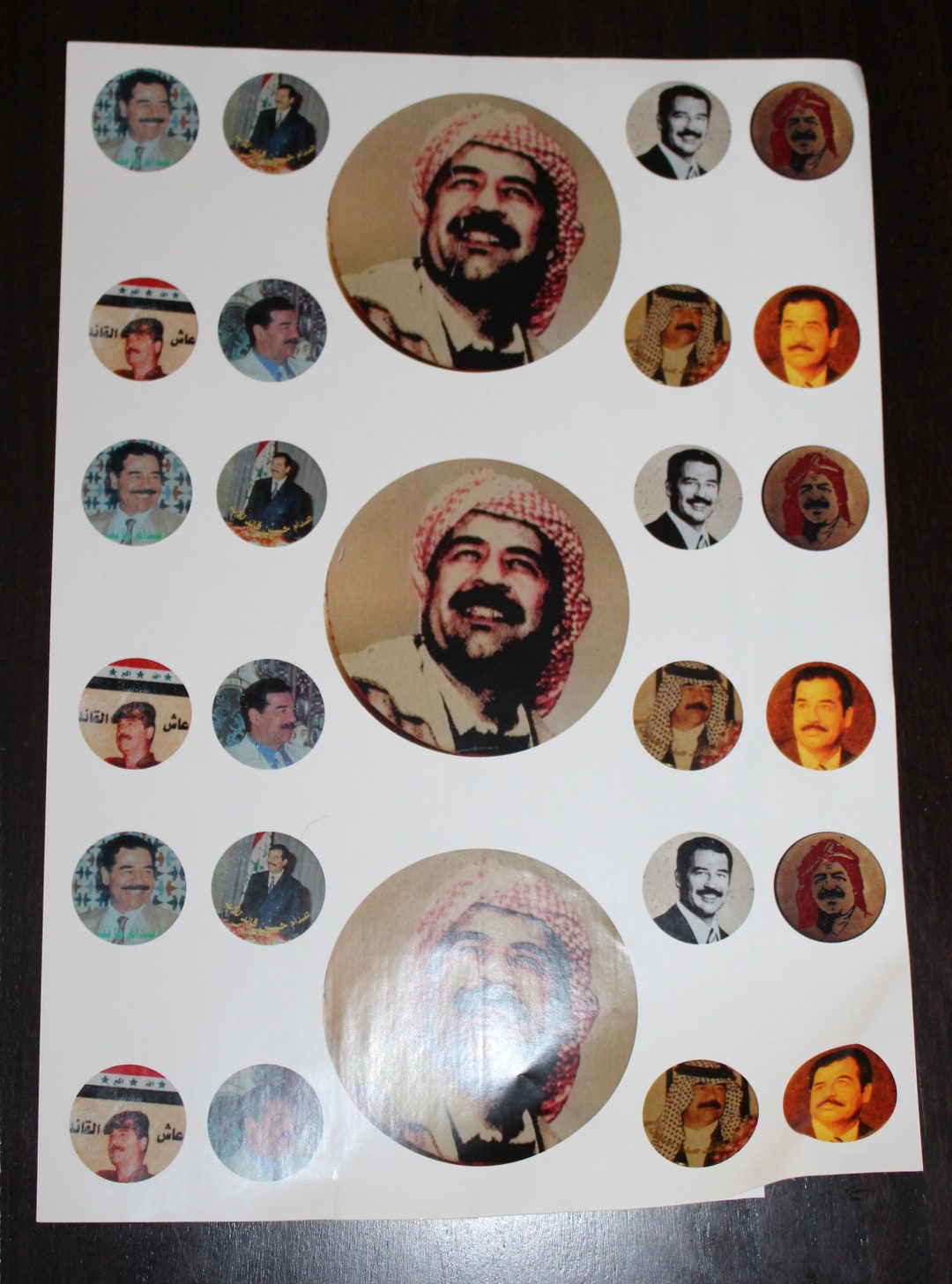 Iraq. 27 Photos of Saddam Hussein With Uncut Stickers. Size: A 4 - Etsy