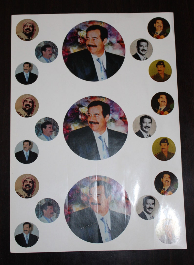 Iraq. 20 Photos of Saddam Hussein With Uncut Stickers. Size: A 4 - Etsy