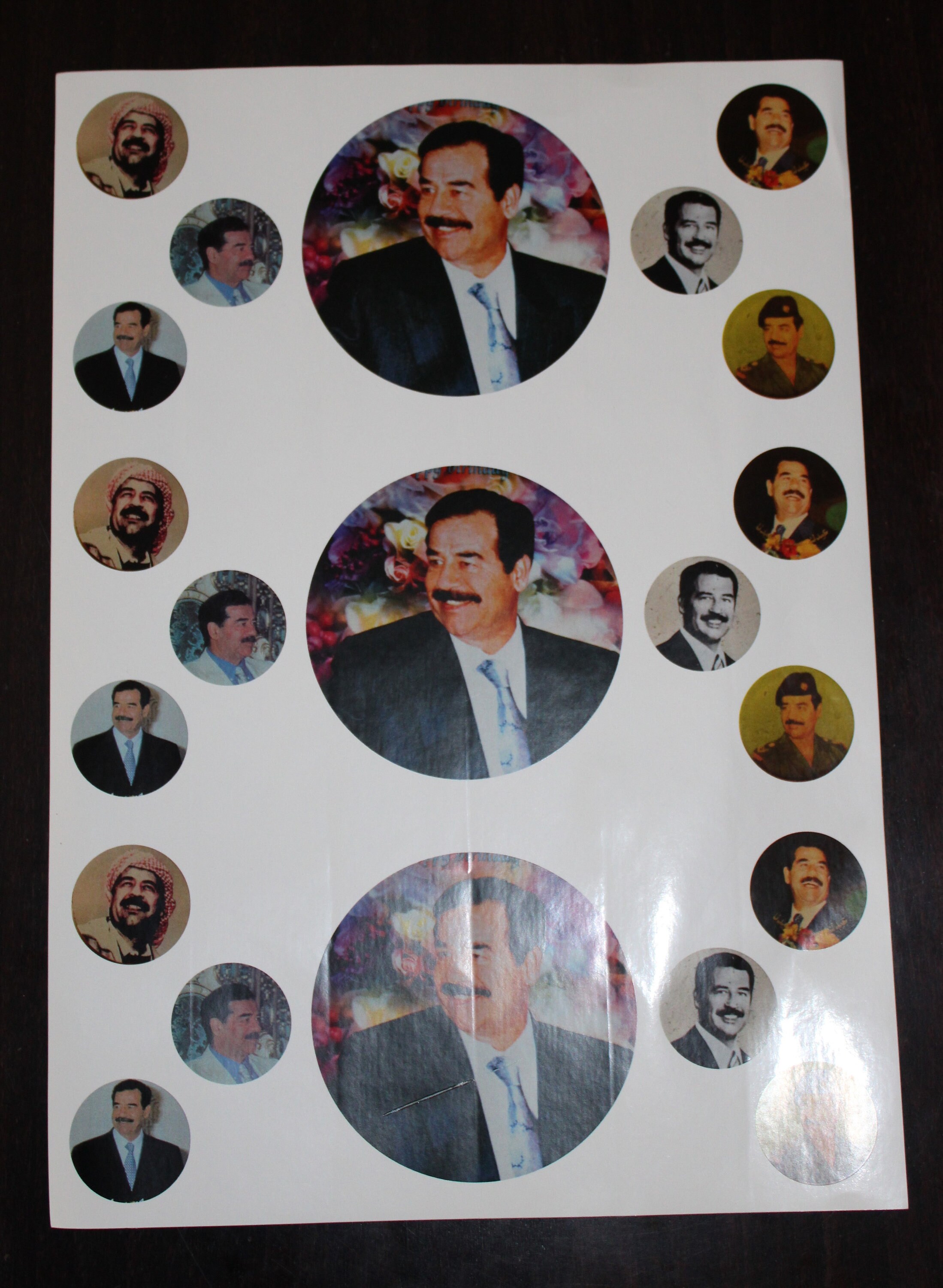 Iraq. 20 Photos of Saddam Hussein With Uncut Stickers. Size: A 4 - Etsy