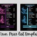 Neon Price List Template DIY Small Business Printable Pricing Guide ...
