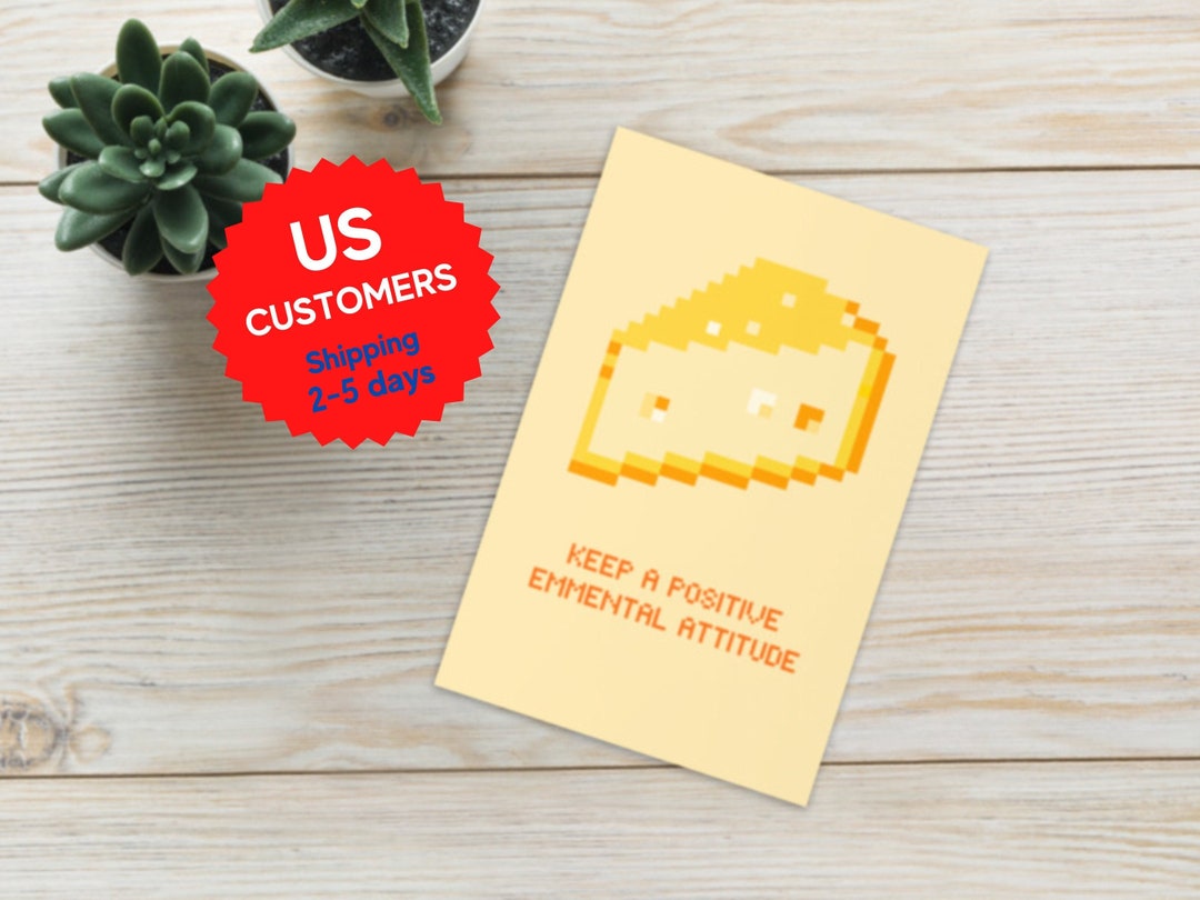 Emmental Cheese Pun Greeting Card, Positive Slogan Card - Etsy