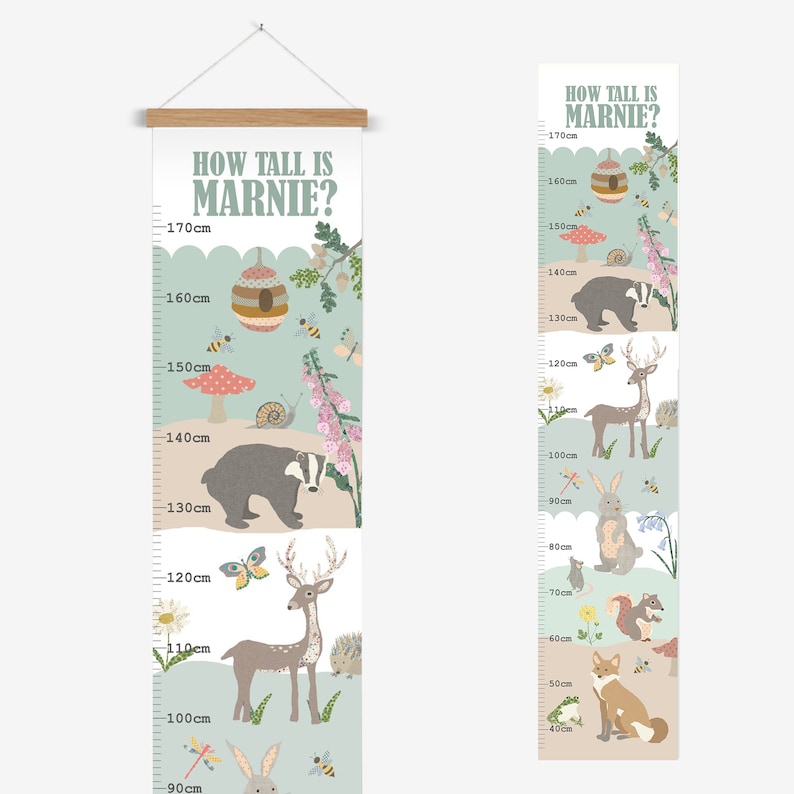 Personalised Height Chart for Children - Woodland Animals - Multiple ...