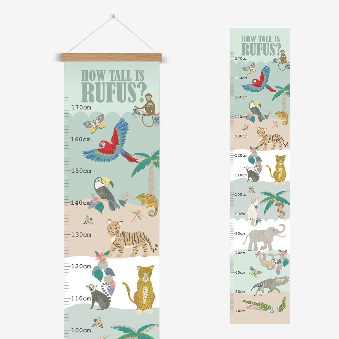 Personalised Height Chart for Children Jungle Animals Multiple ...