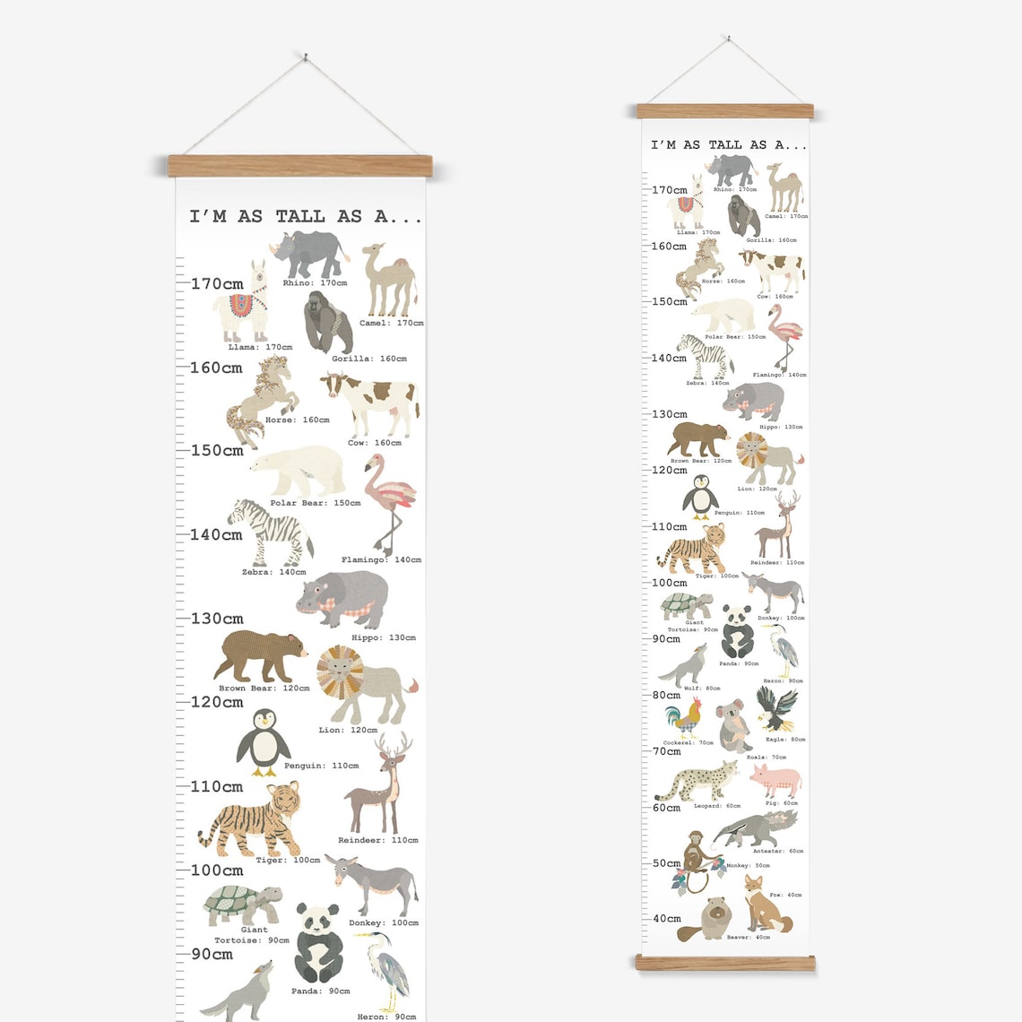 Height Chart for Children - Animals - I'm as Tall as A... - Etsy