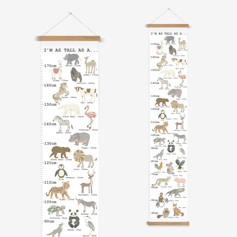 Height Chart for Children - Animals - I'm as Tall as A... - Etsy