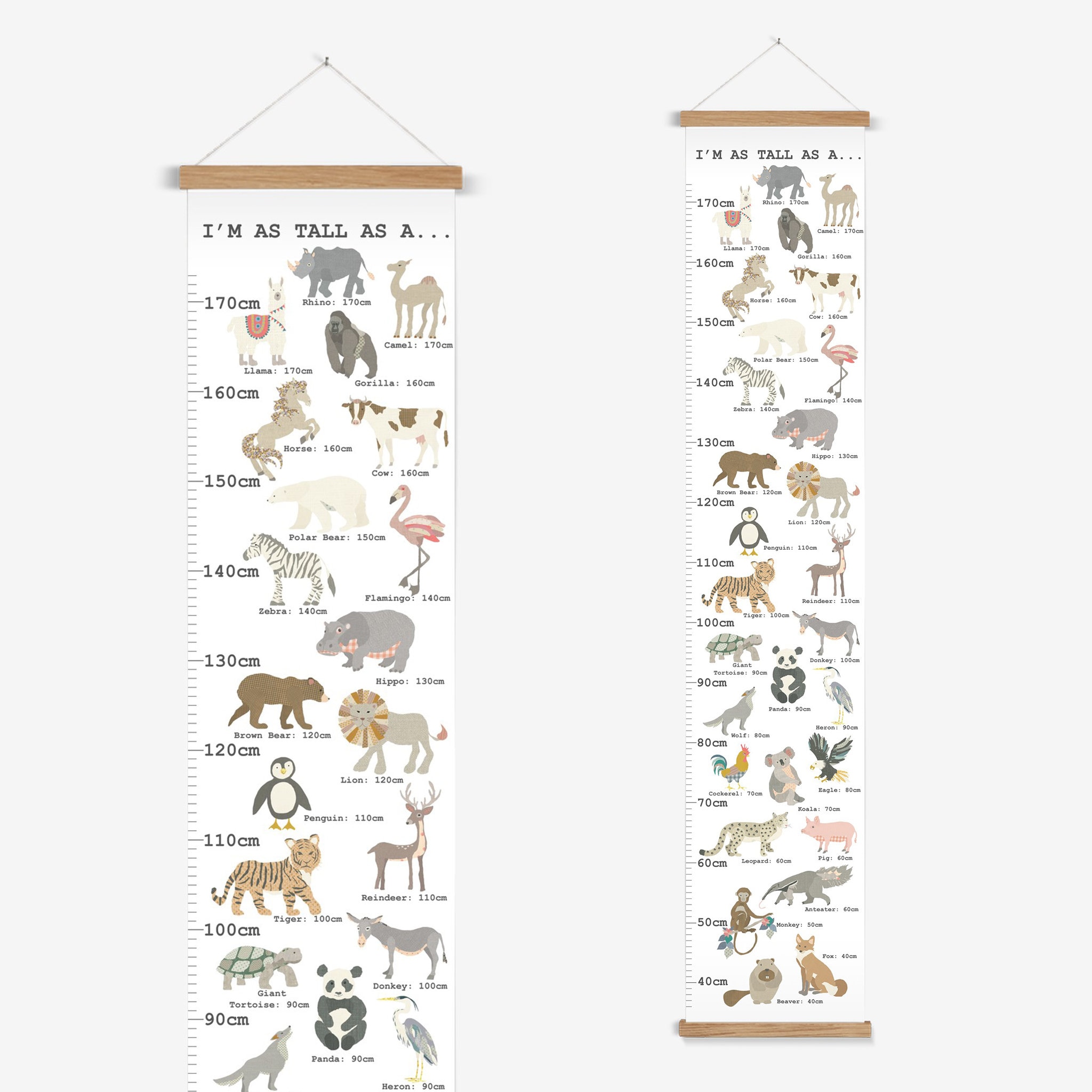 Height Chart for Children - Animals - I'm as Tall as A... - Etsy