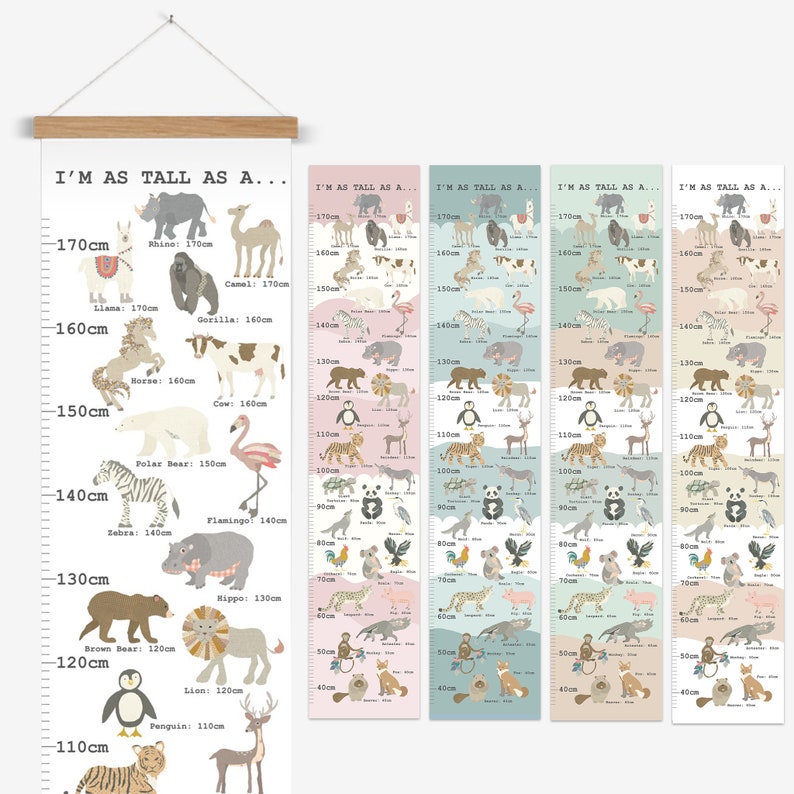Height Chart for Children - Animals - I'm as Tall as A... - Etsy