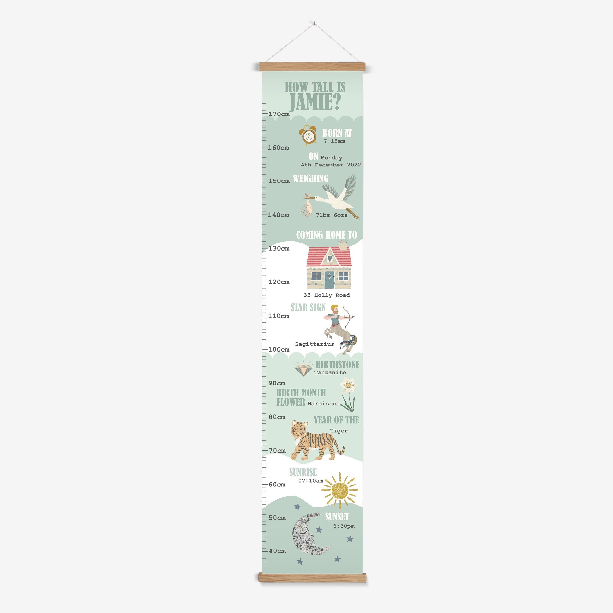 Personalised Height Chart for Children - Baby Facts - Etsy