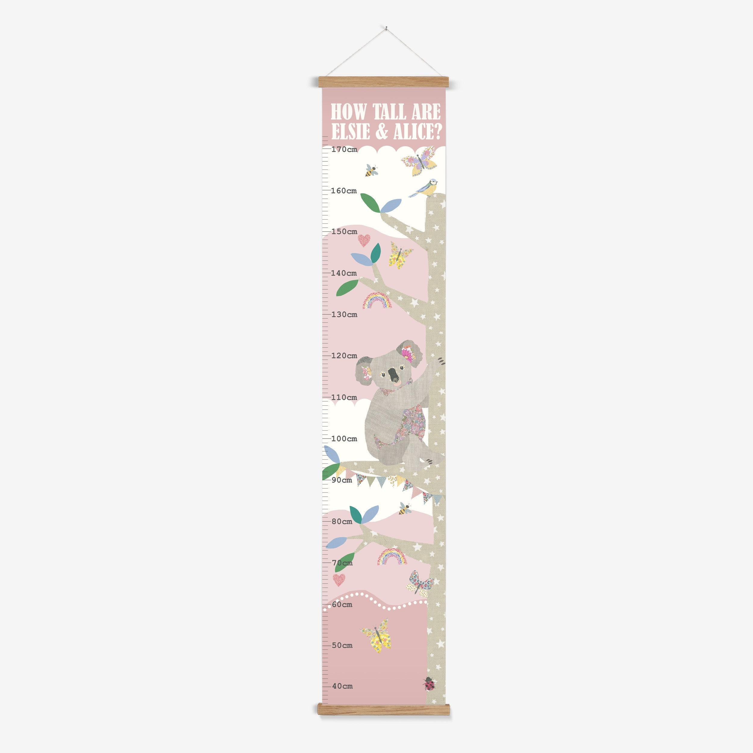Personalised Height Chart for Children Koala Pretty & Pink - Etsy