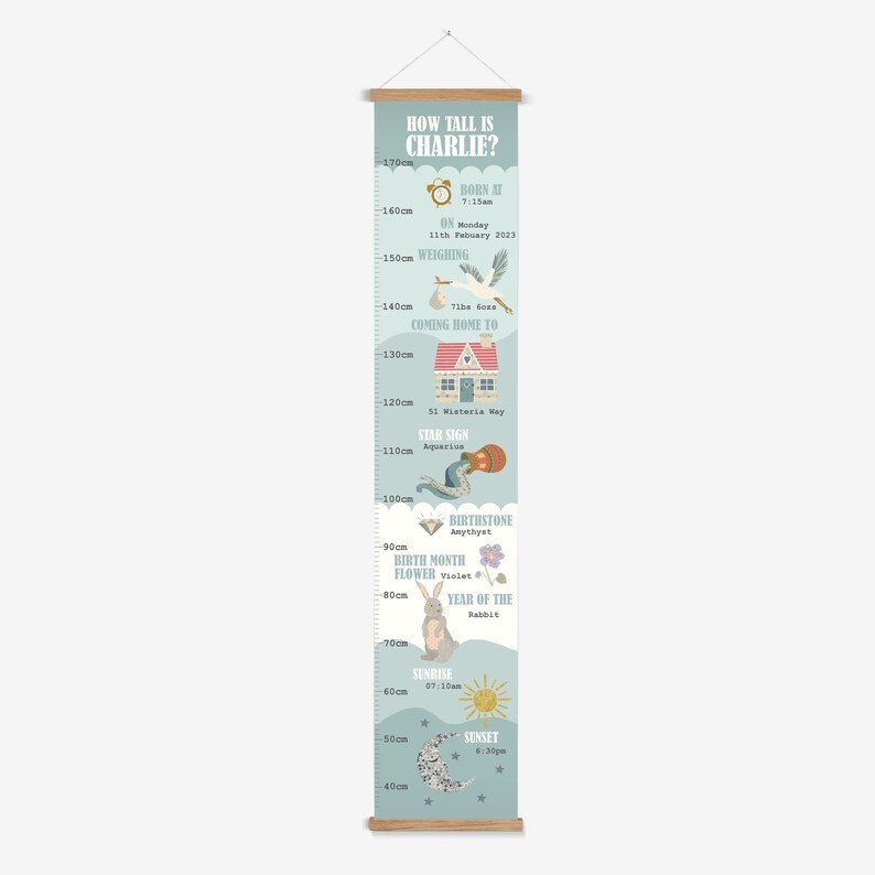 Personalised Height Chart for Children - Baby Facts - Etsy