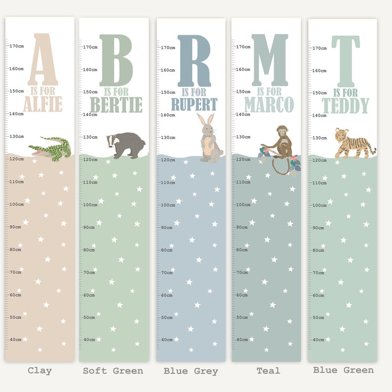 Personalised Height Chart for Children - Personalised - Animals ...