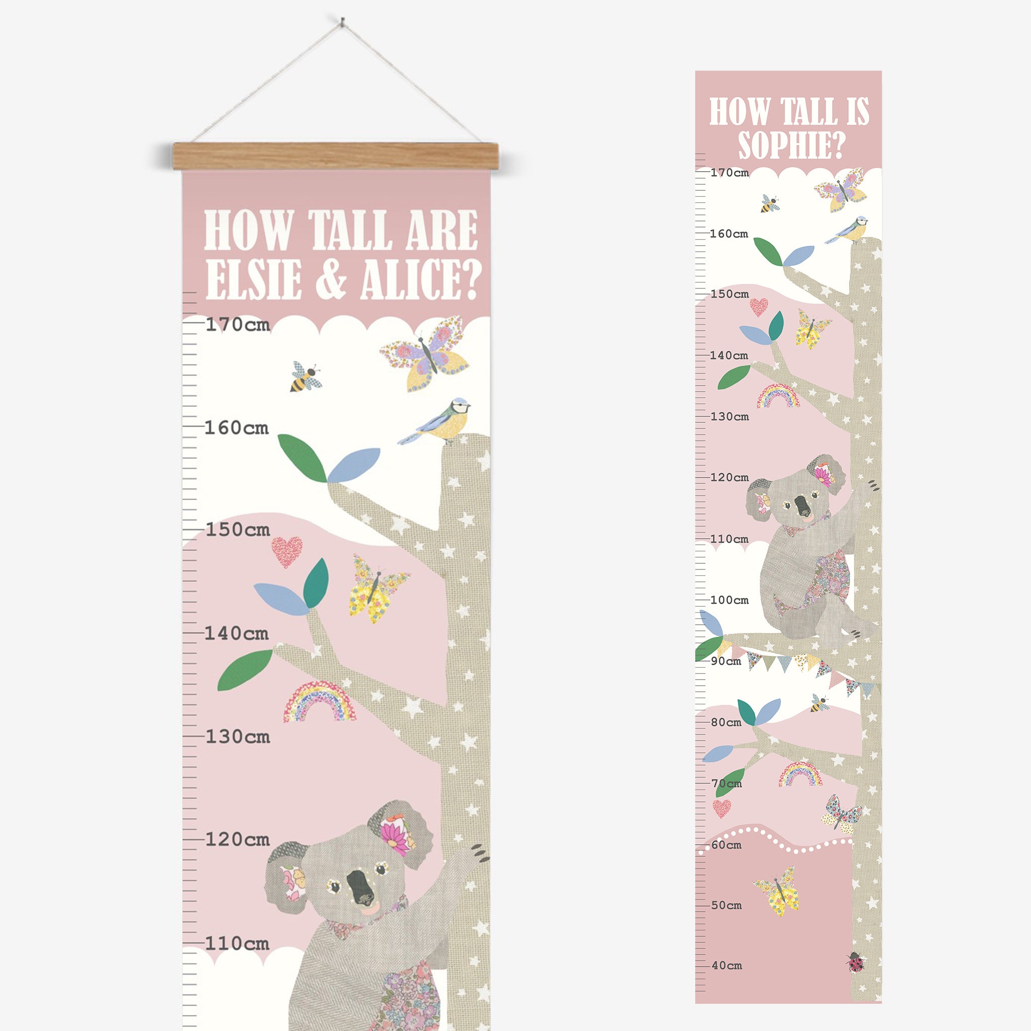 Personalised Height Chart for Children - Koala - Pretty & Pink - Etsy