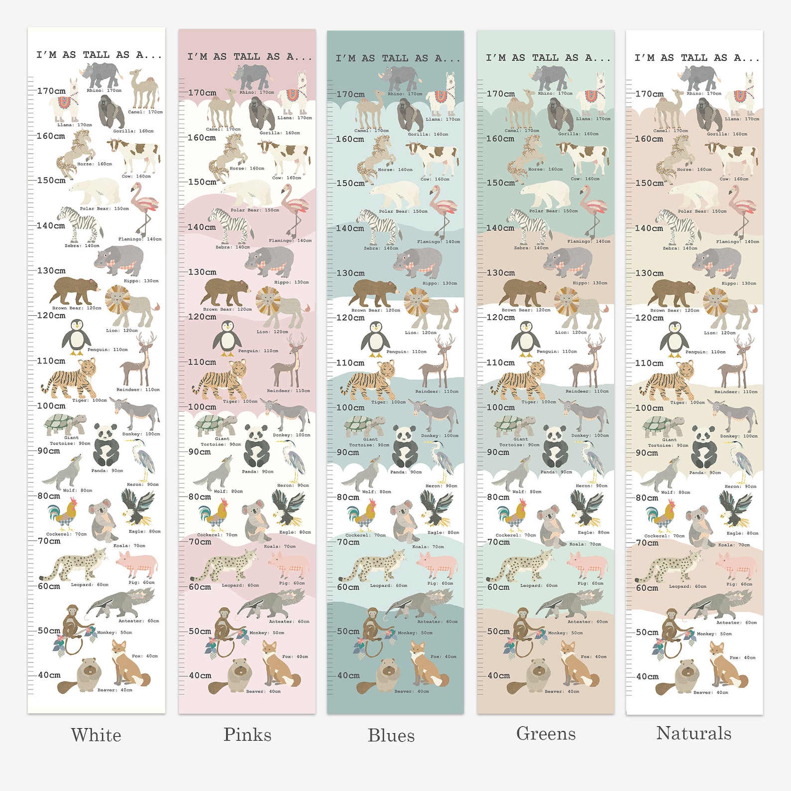 Height Chart for Children - Animals - I'm as Tall as A... - Etsy