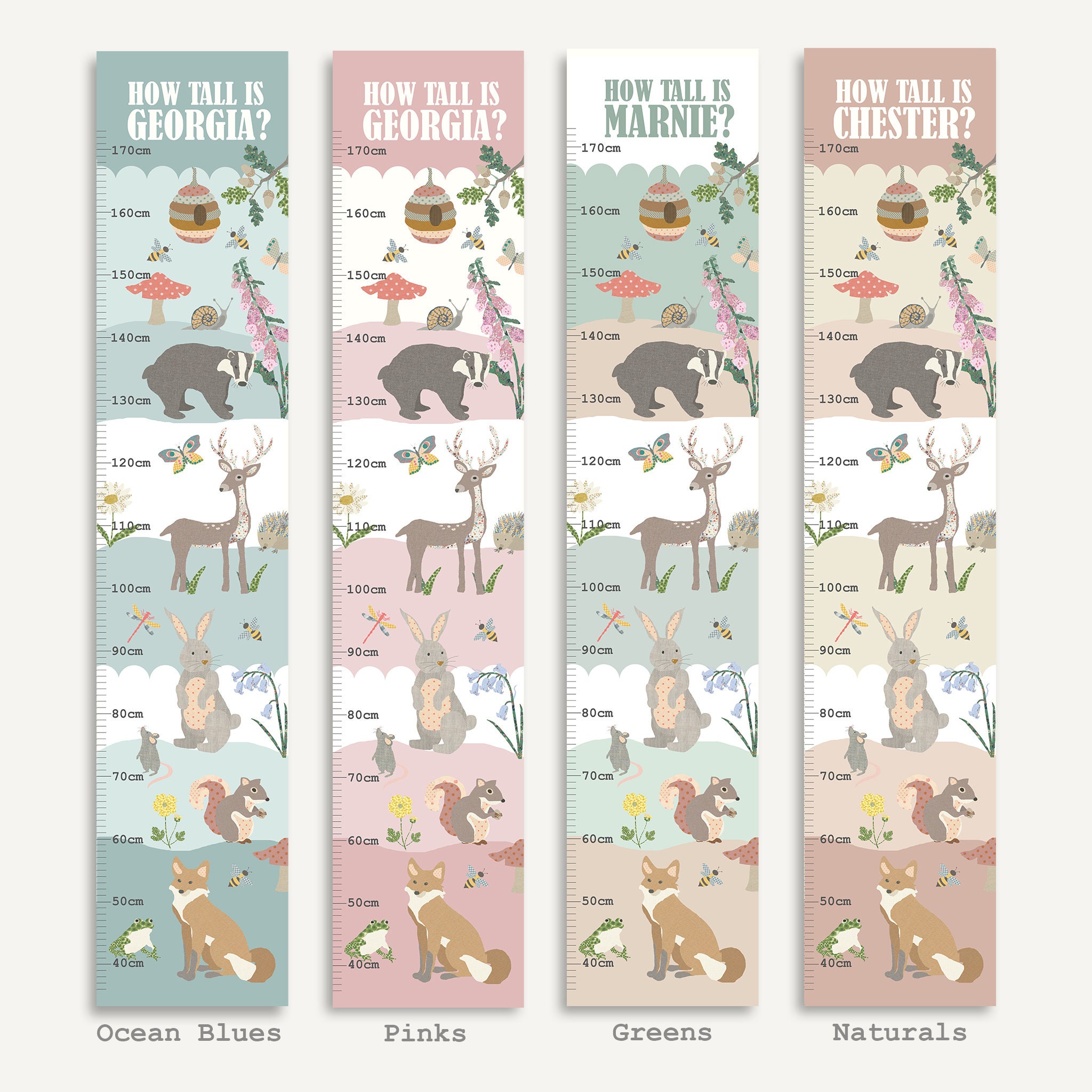Personalised Height Chart for Children - Woodland Animals - Multiple ...
